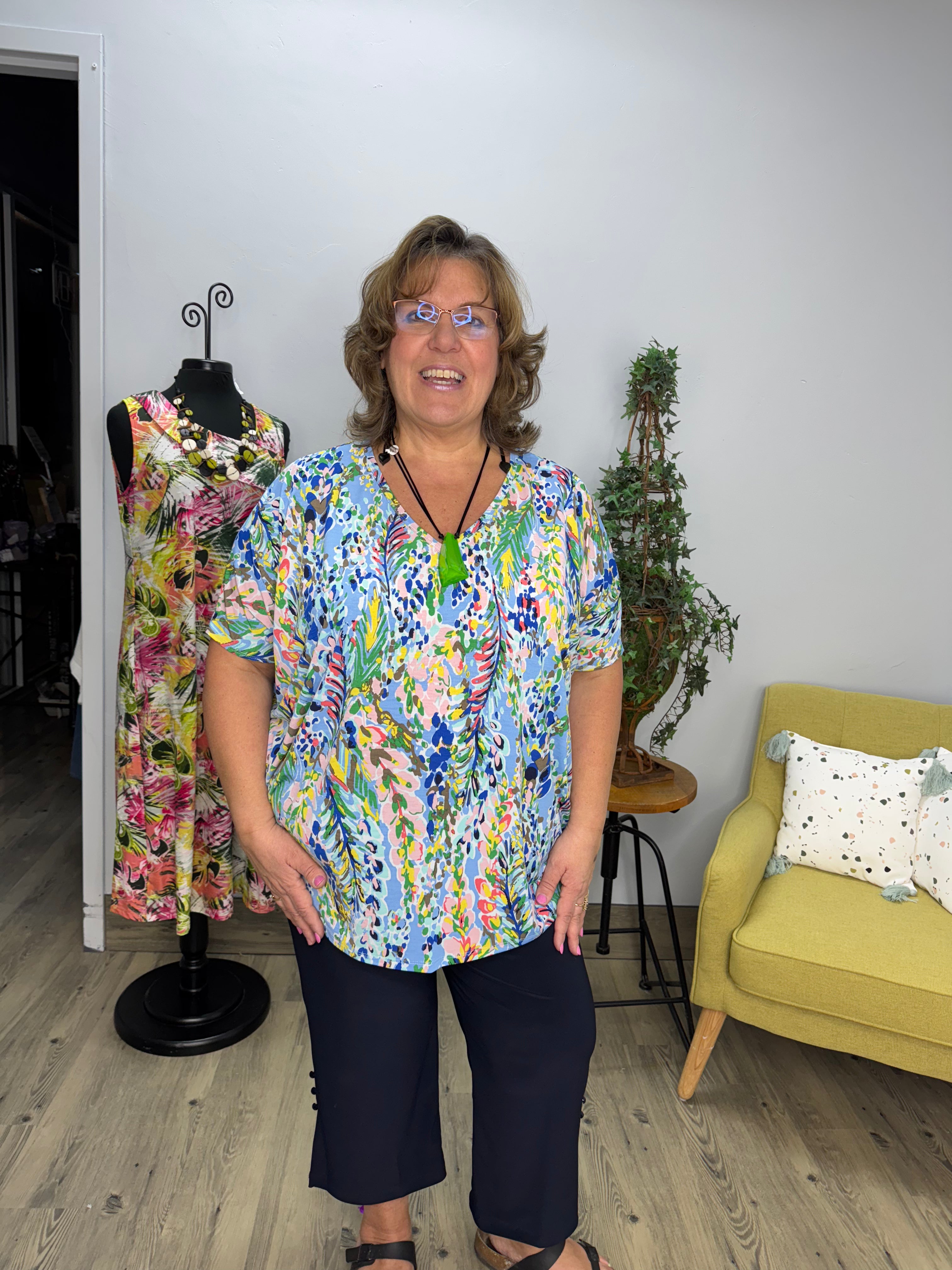 Blue Pattern Bulgari Top – Twist Boutique
