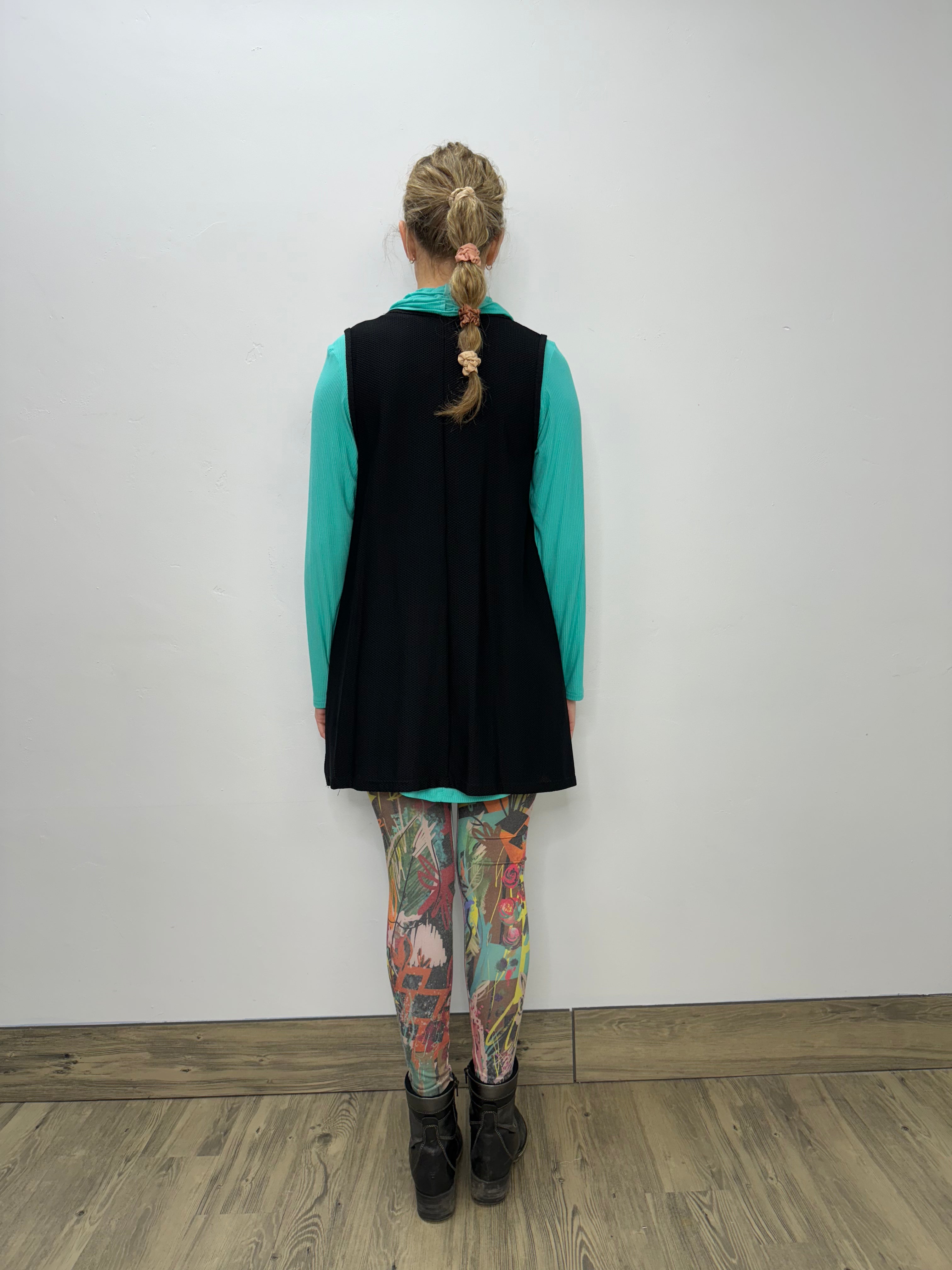 Modal One Button Vest with Pockets - Black Dot Mesh – Twist Boutique