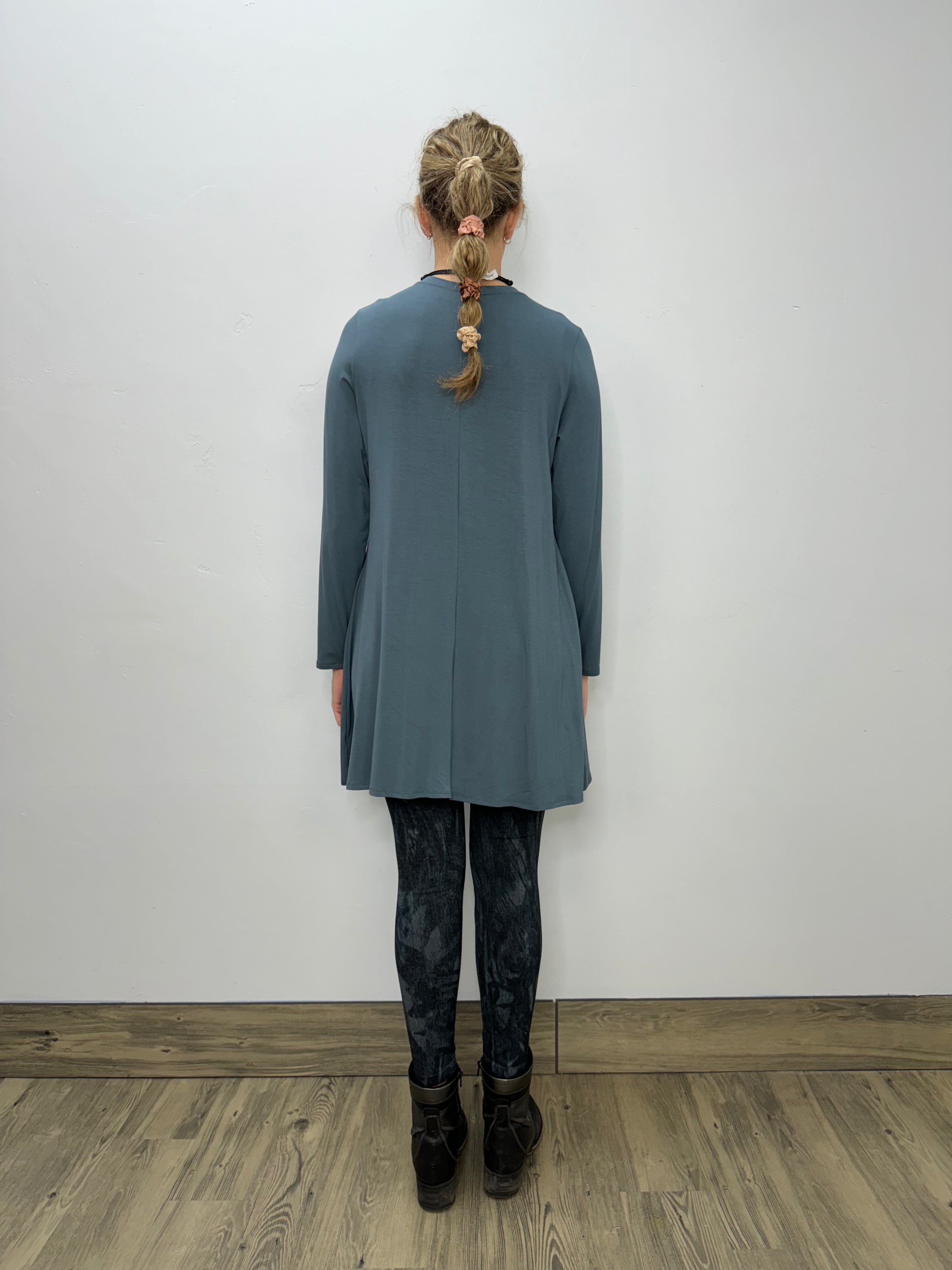 Long Sleeve Basic A-Line Tunic - Azure – Twist Boutique