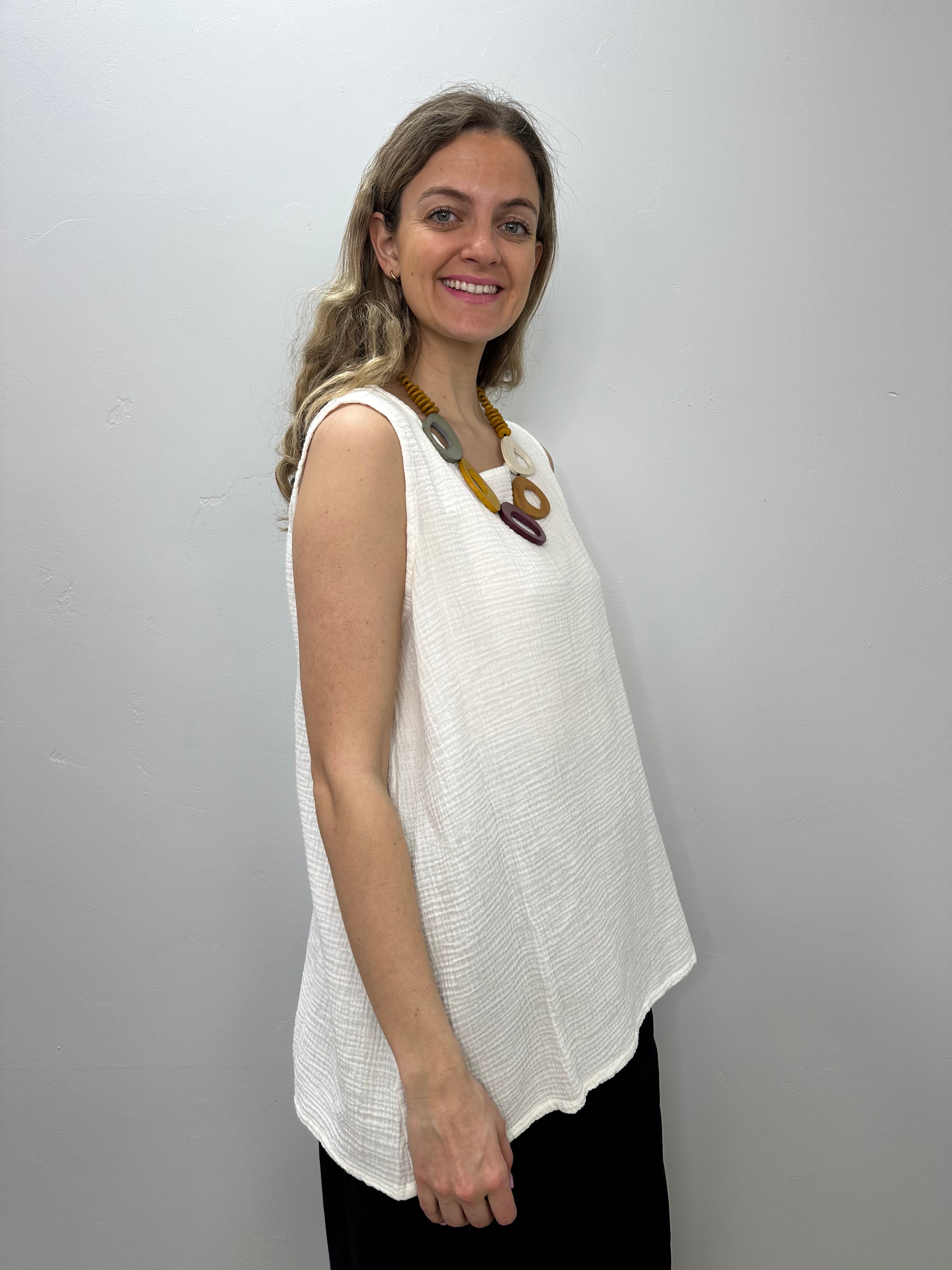 White Pira Cotton Gauze Tank – Twist Boutique
