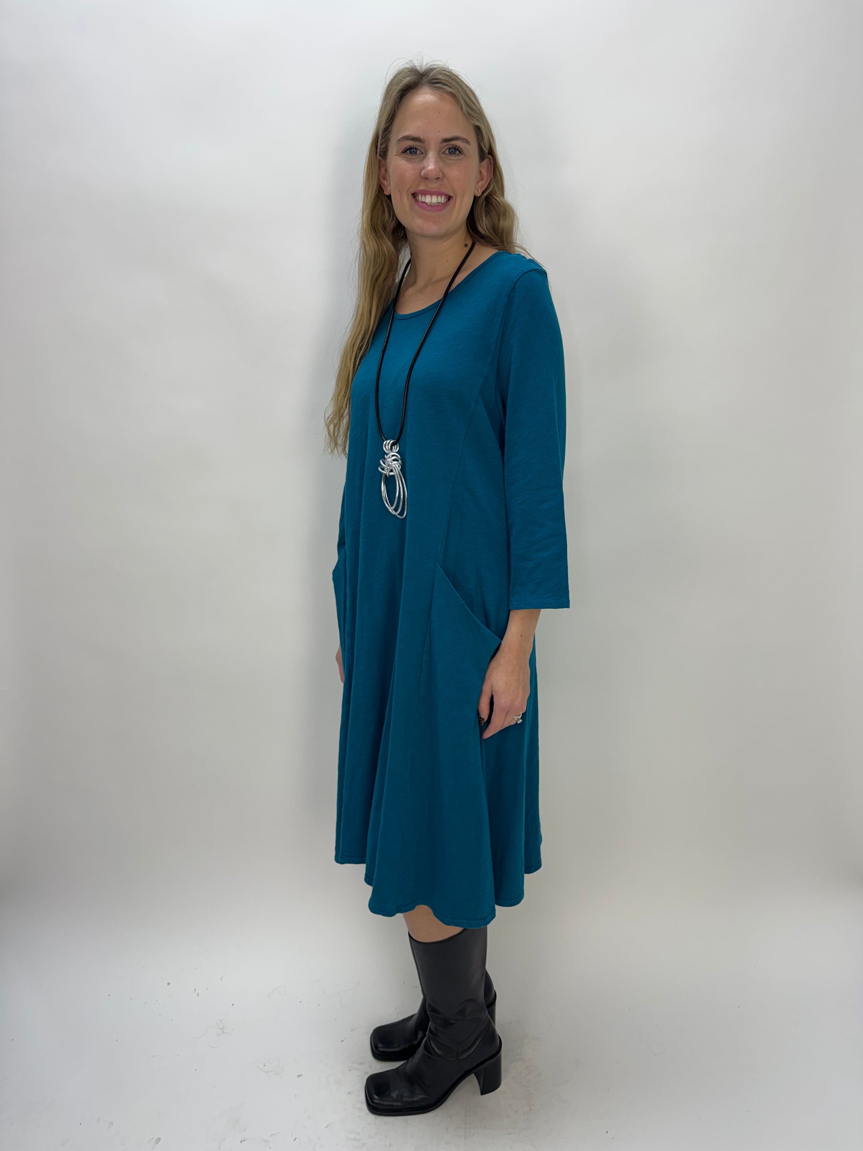 Azure Blue Cotton Tulip Dress with Pockets – Twist Boutique