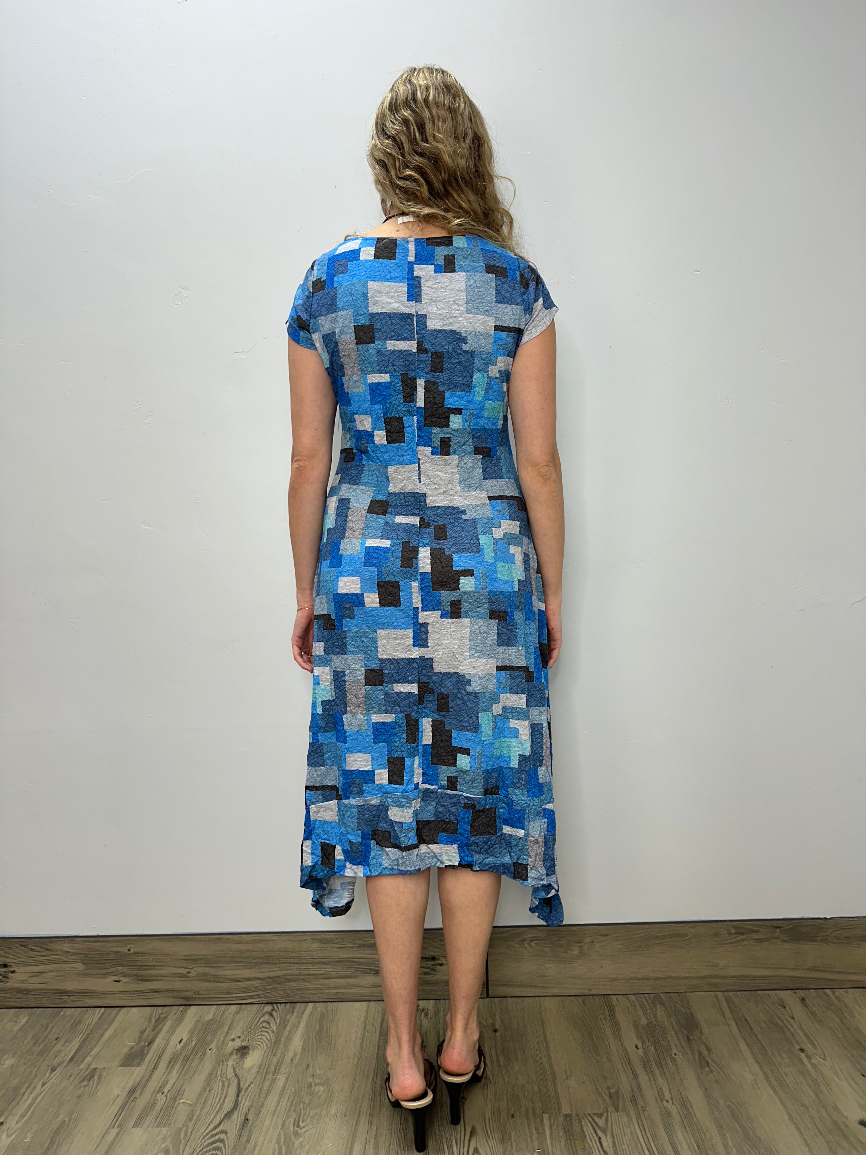 Blue Pattern Blocks Cap Sleeve Full Length Dress – Twist Boutique