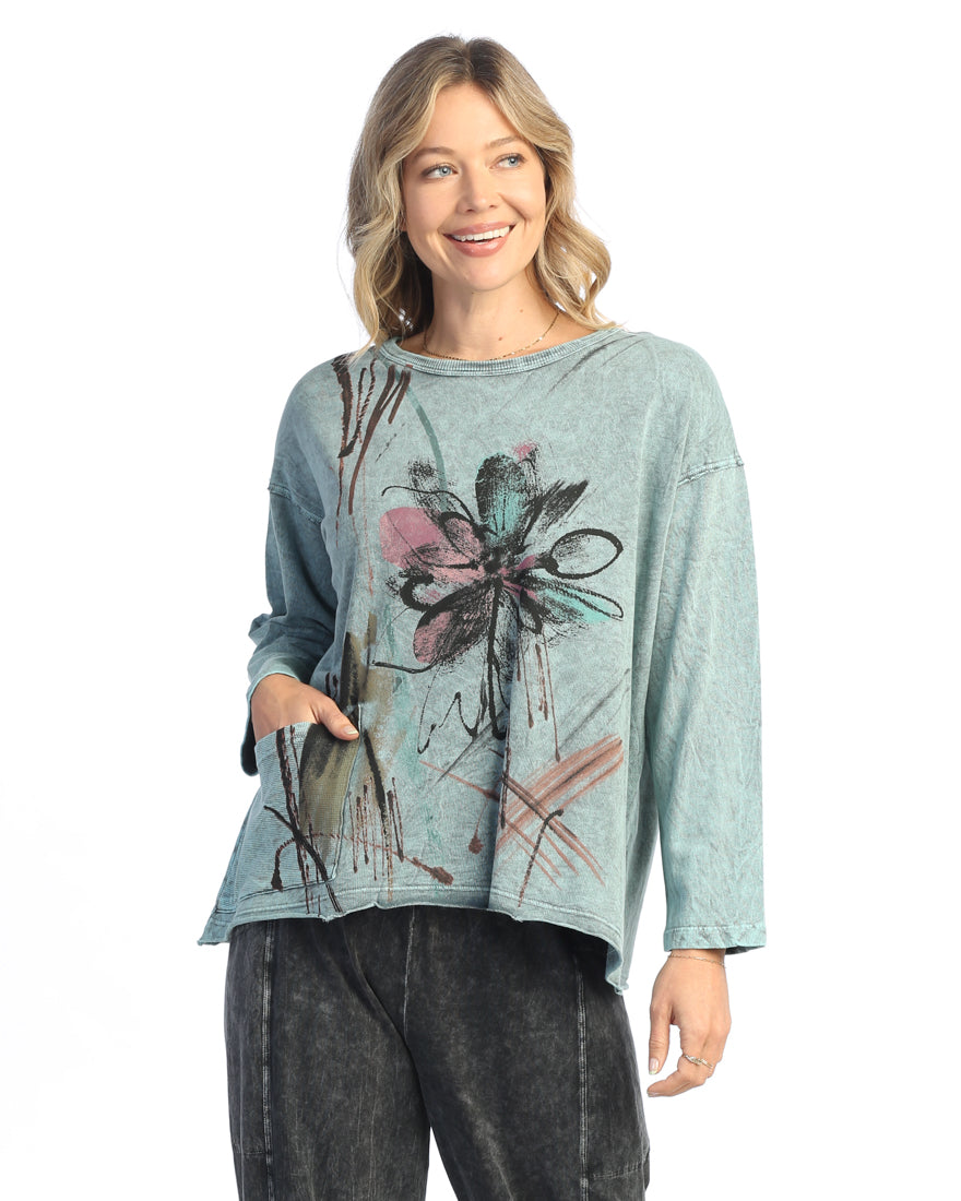 Teal Field Notes Mineral Wash Drop Shoulder Tunic with Pocket – Twist ...