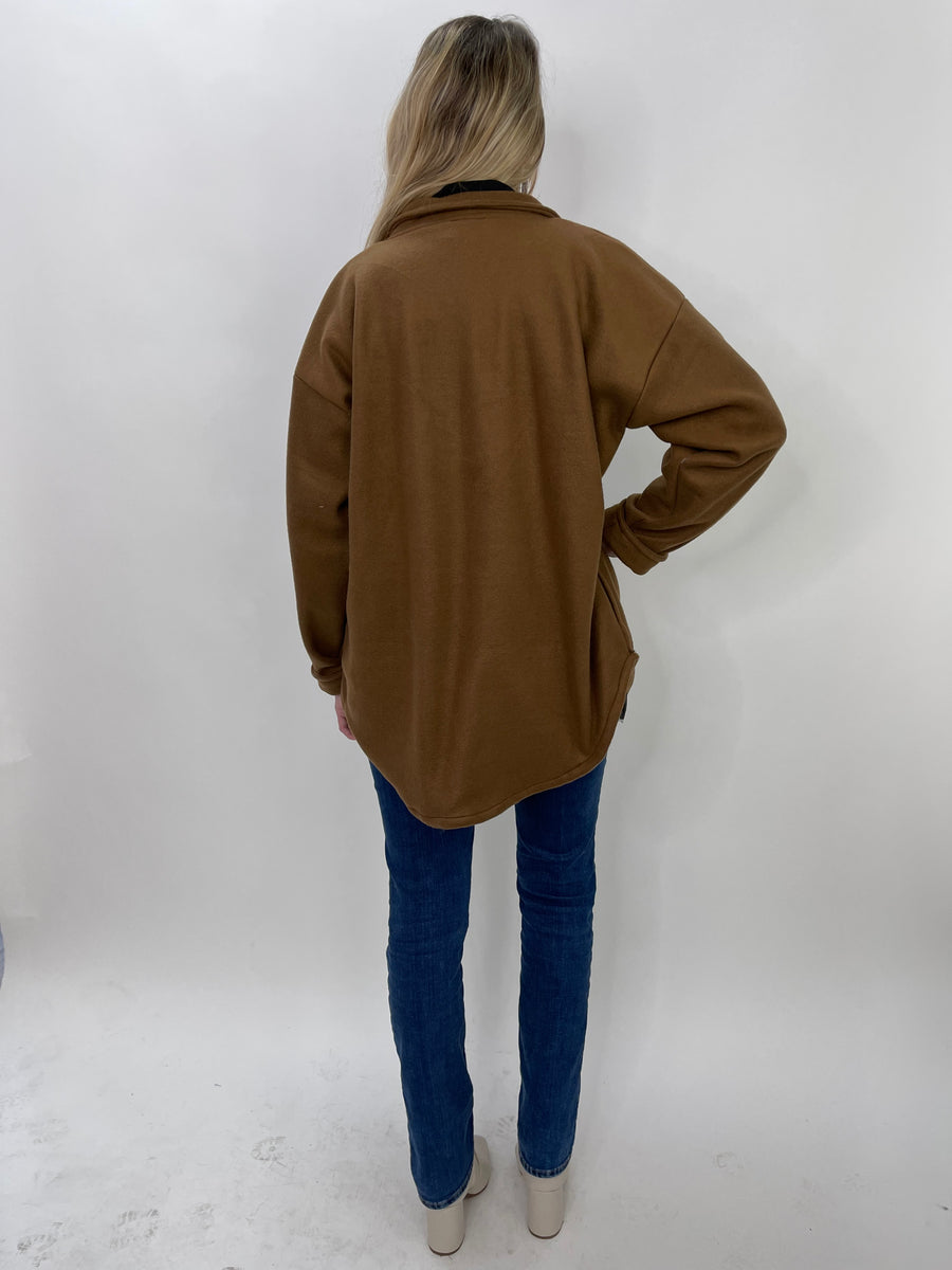Chocolate Brown Fleece Twist Shacket – Twist Boutique